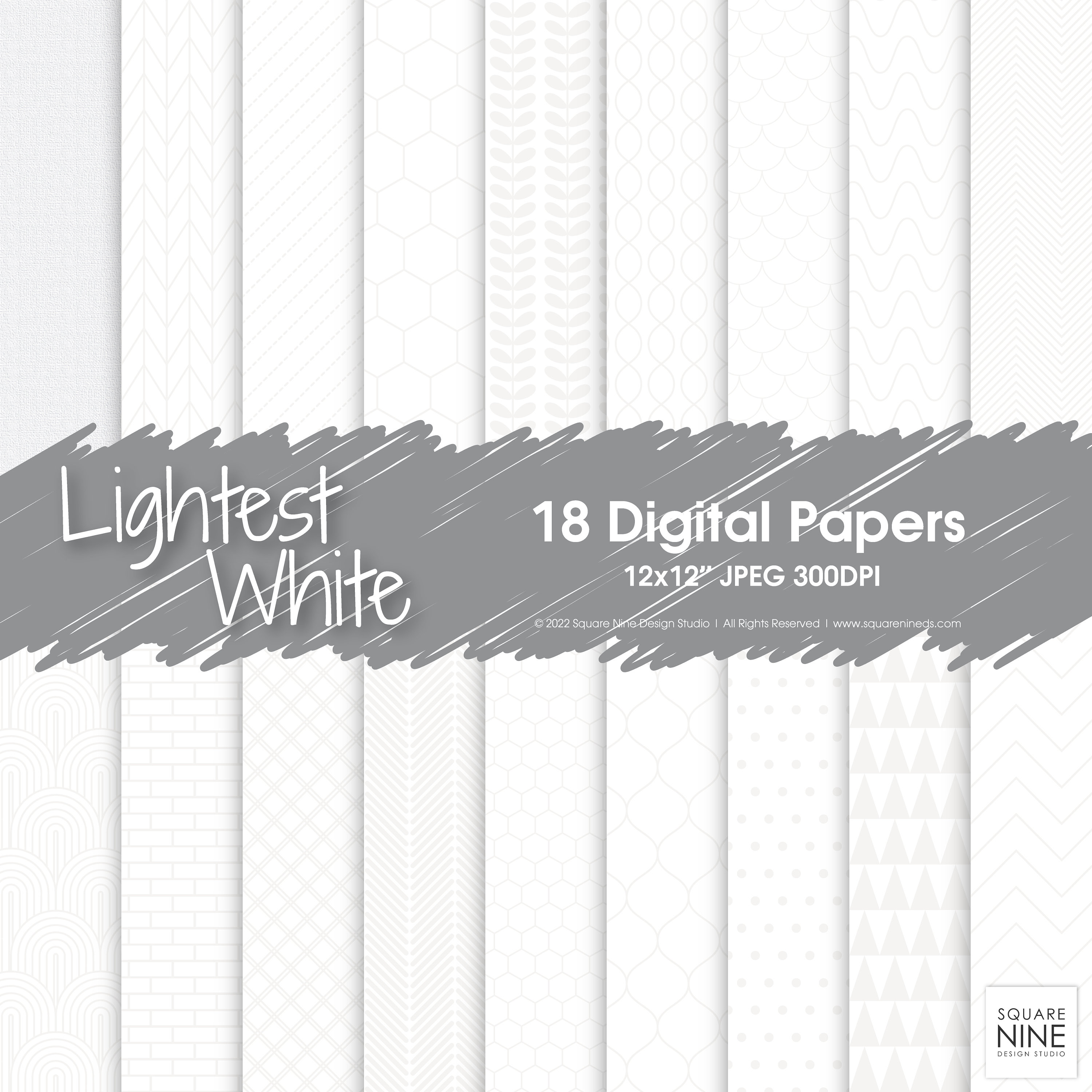 Lightest White Digital Paper Pack | 18 Designs | 12x12 JPG Files | CMYK ...