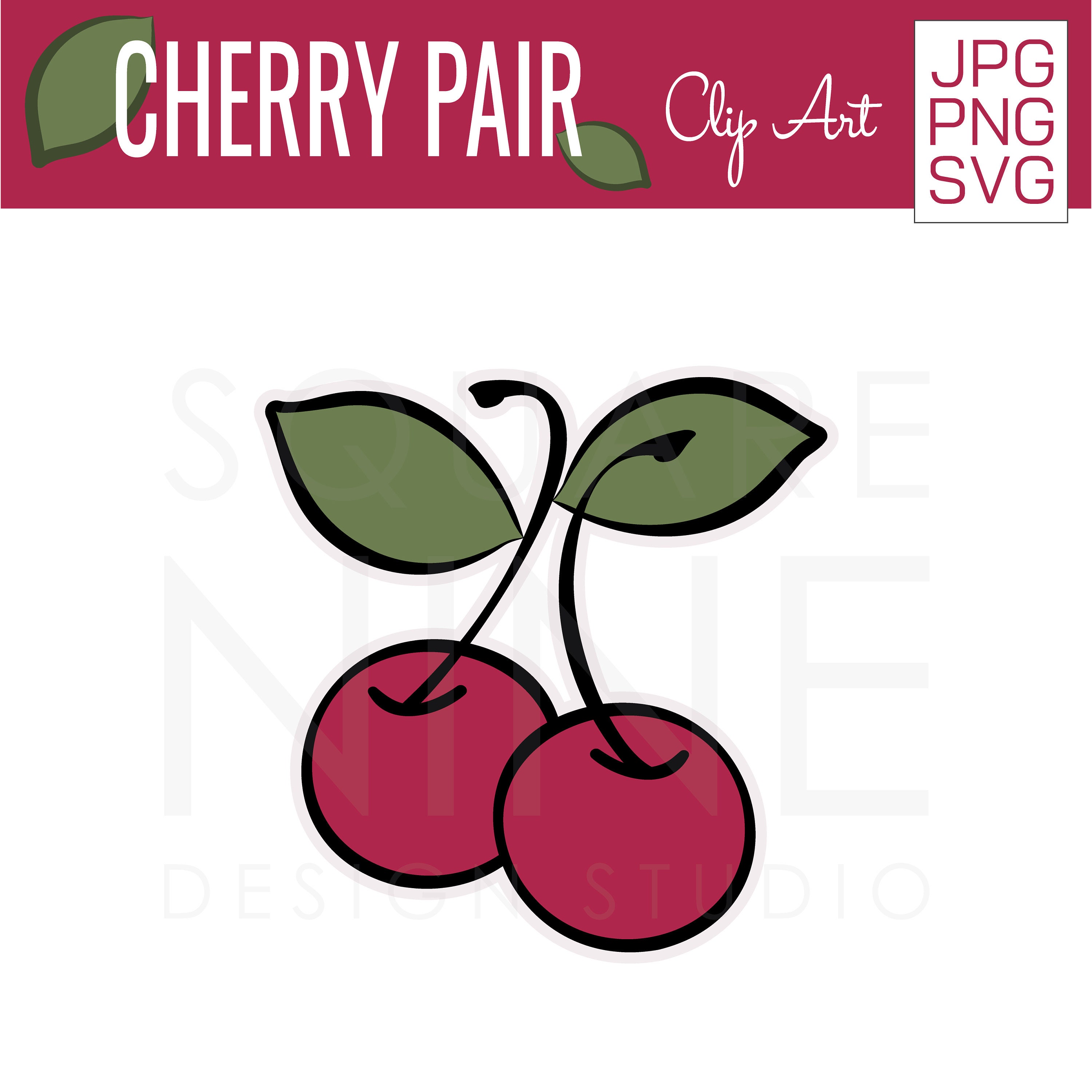 Cherry Pair Clip Art Bundle | 4 Images | JPG PNG SVG Files | Cricut ...