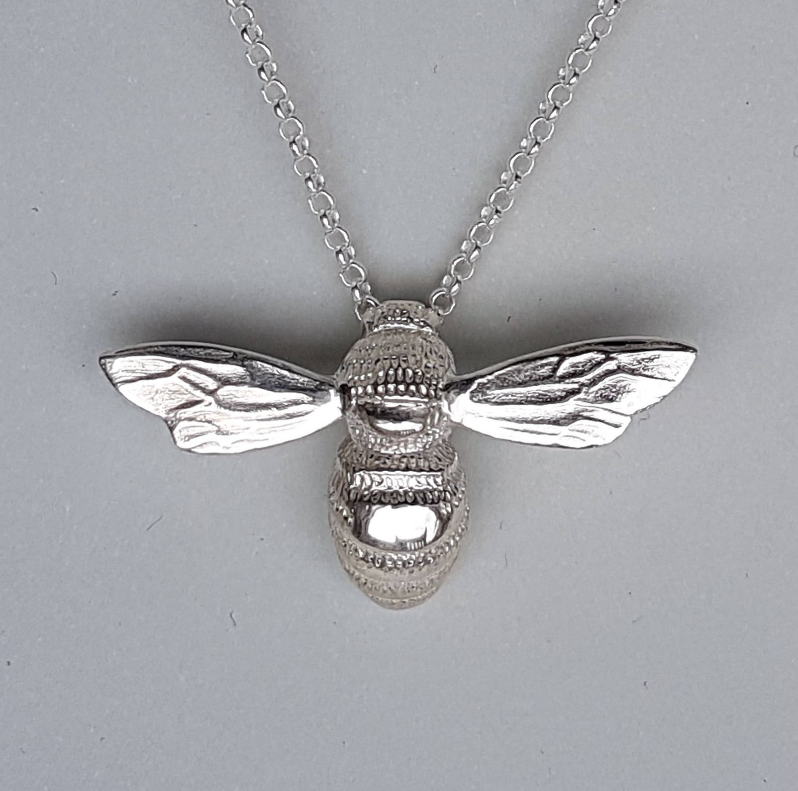 Nature Jewelry, Honey Bee Pendant Necklace, 925 Sterling Silver Honey ...