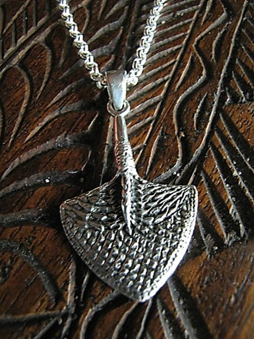 Tongan fan hand sculpted pendant cast in solid sterling | Etsy