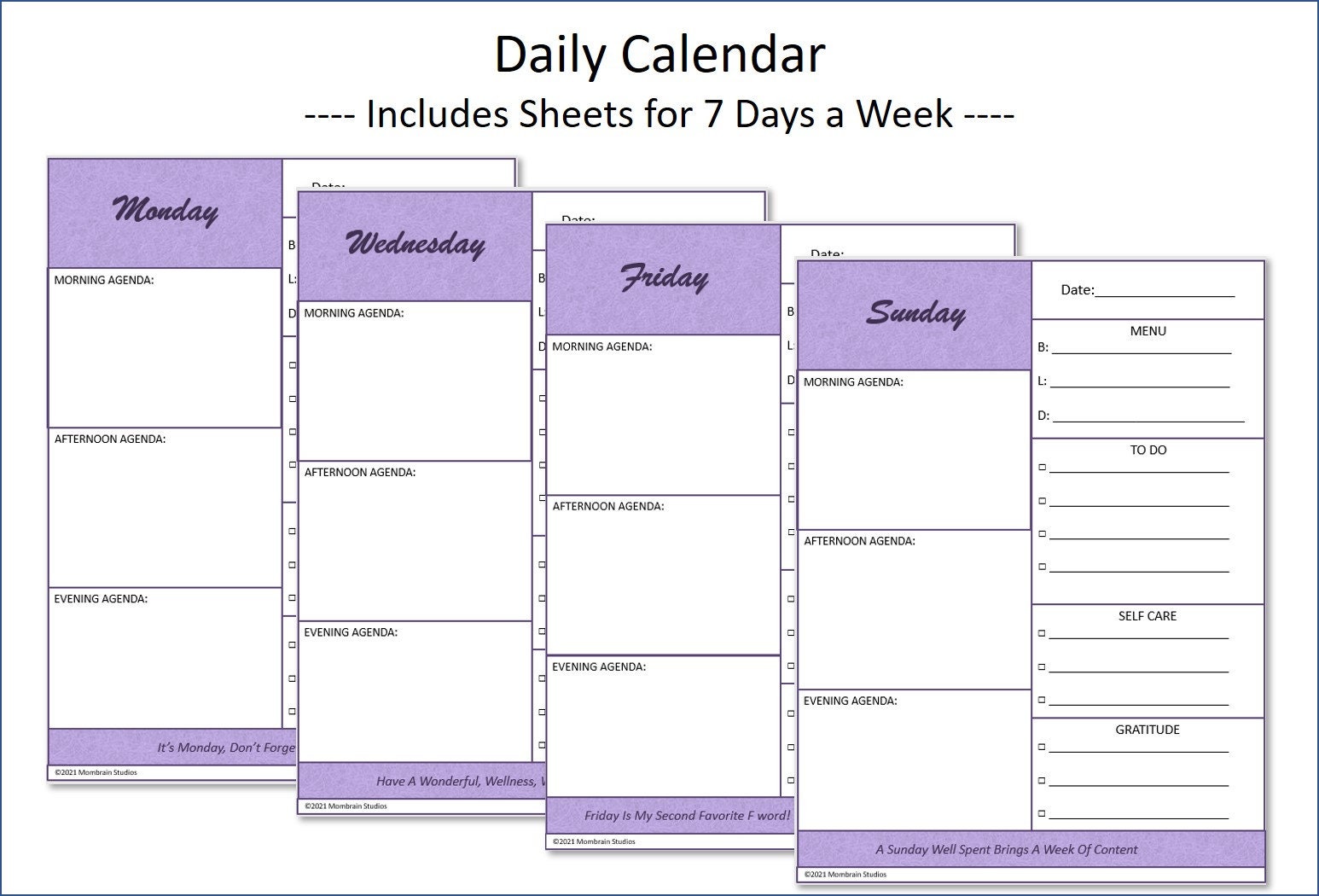 Daily Calendar Sheets - Etsy
