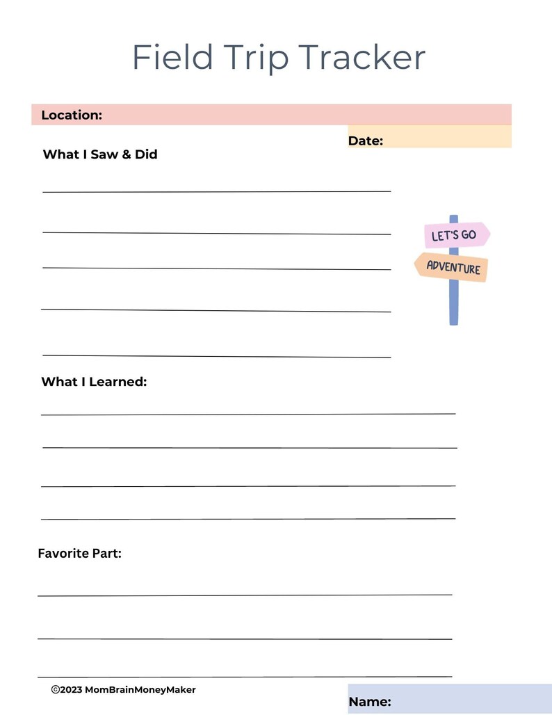 Field Trip Summary Tracker - Etsy