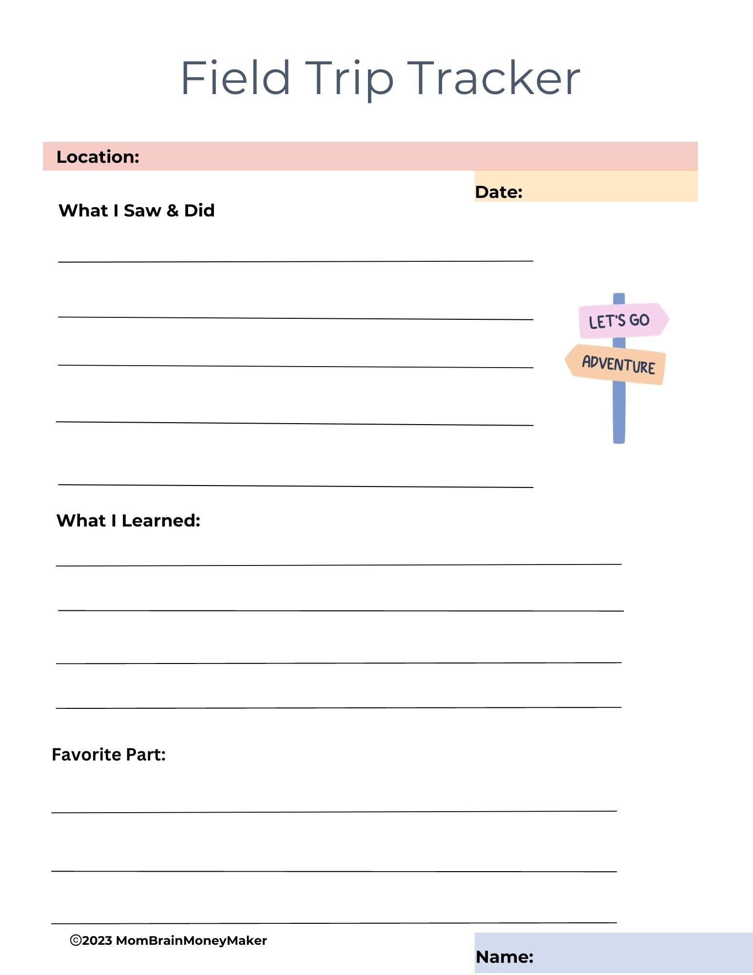Field Trip Summary Tracker - Etsy