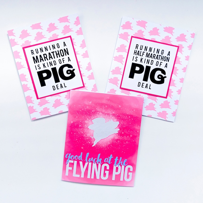 Flying Pig Marathon Greeting Cards - Etsy