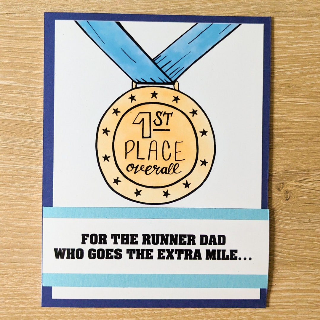 Runner Dad Medal Father's Day Card - Etsy