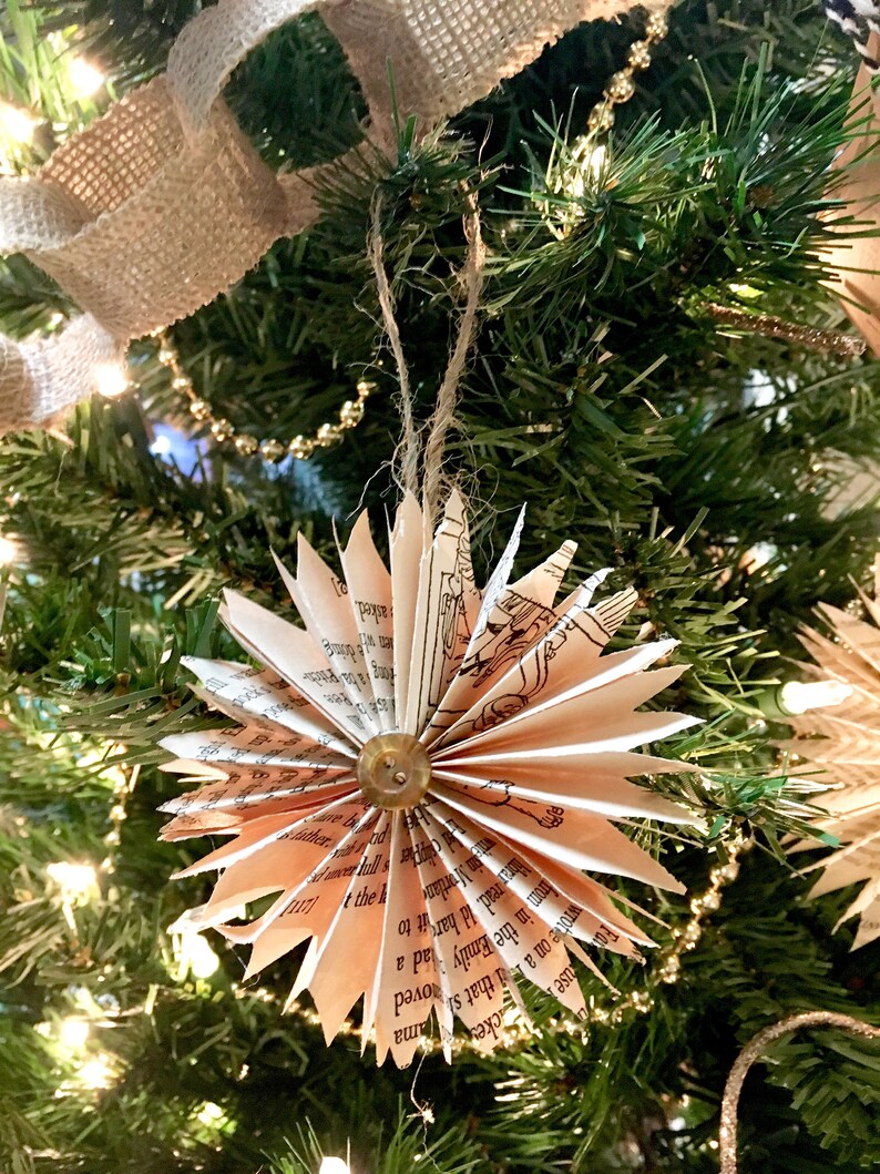 Accordion Round Book Page Ornaments set of 3 - Etsy