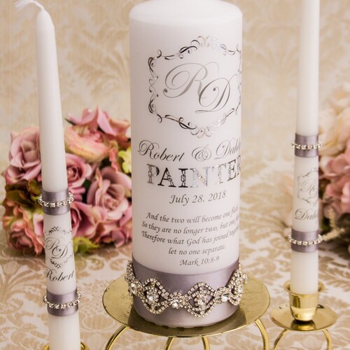 Personalized Unity Candle SET With Monogram I Wedding Candles - Etsy