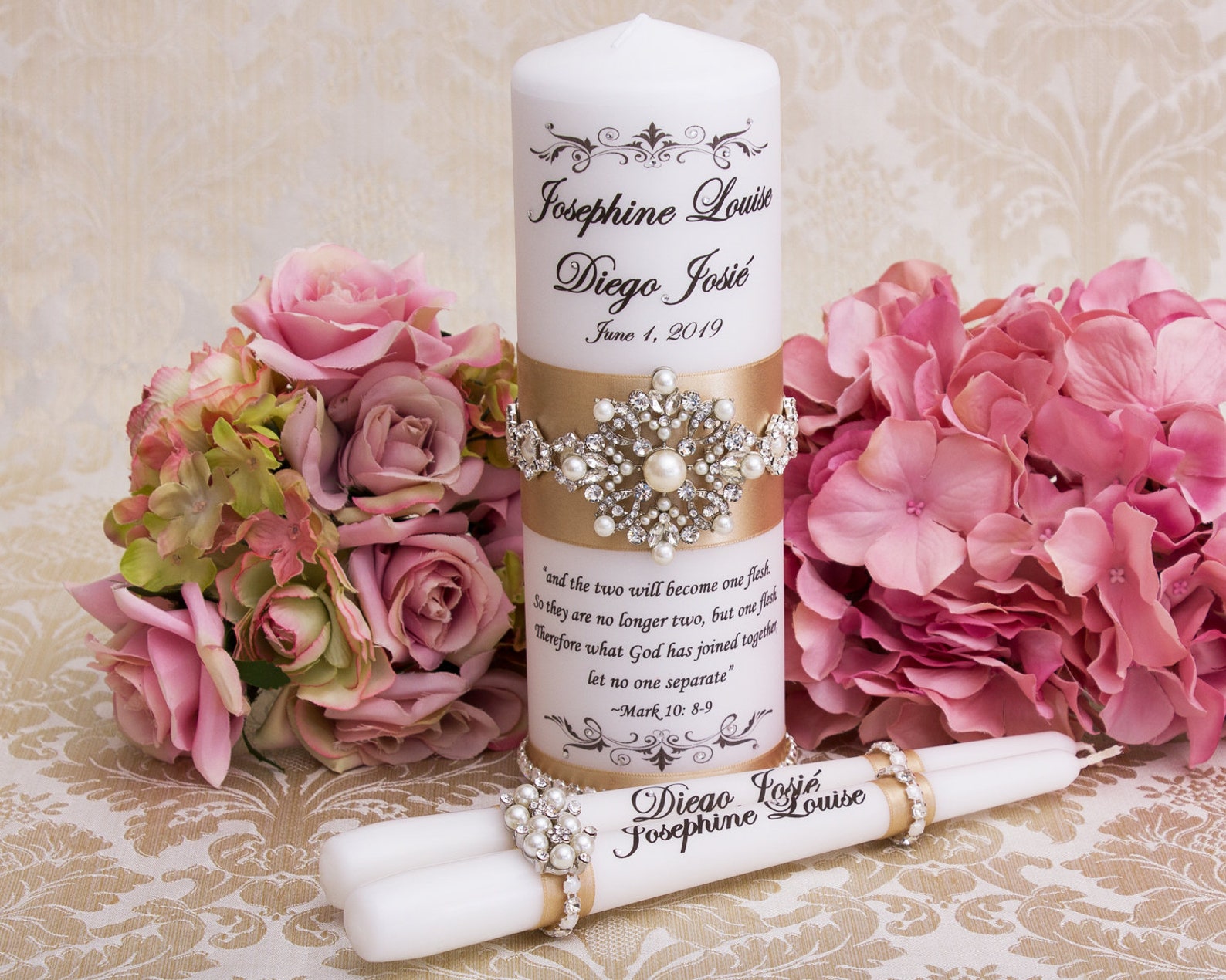 Pearl Unity Candle Set for Wedding Ceremony With Champagne - Etsy