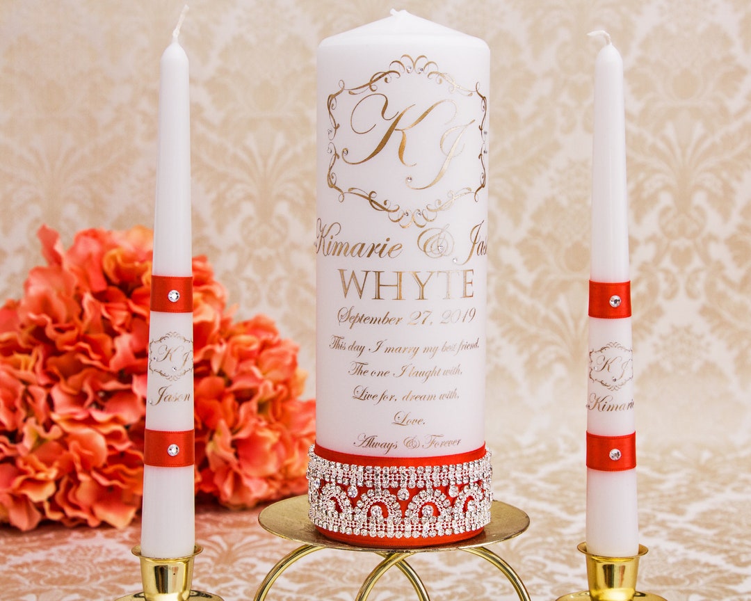 Personalized Unity Candle Set for Wedding, Personalized Wedding Unity ...