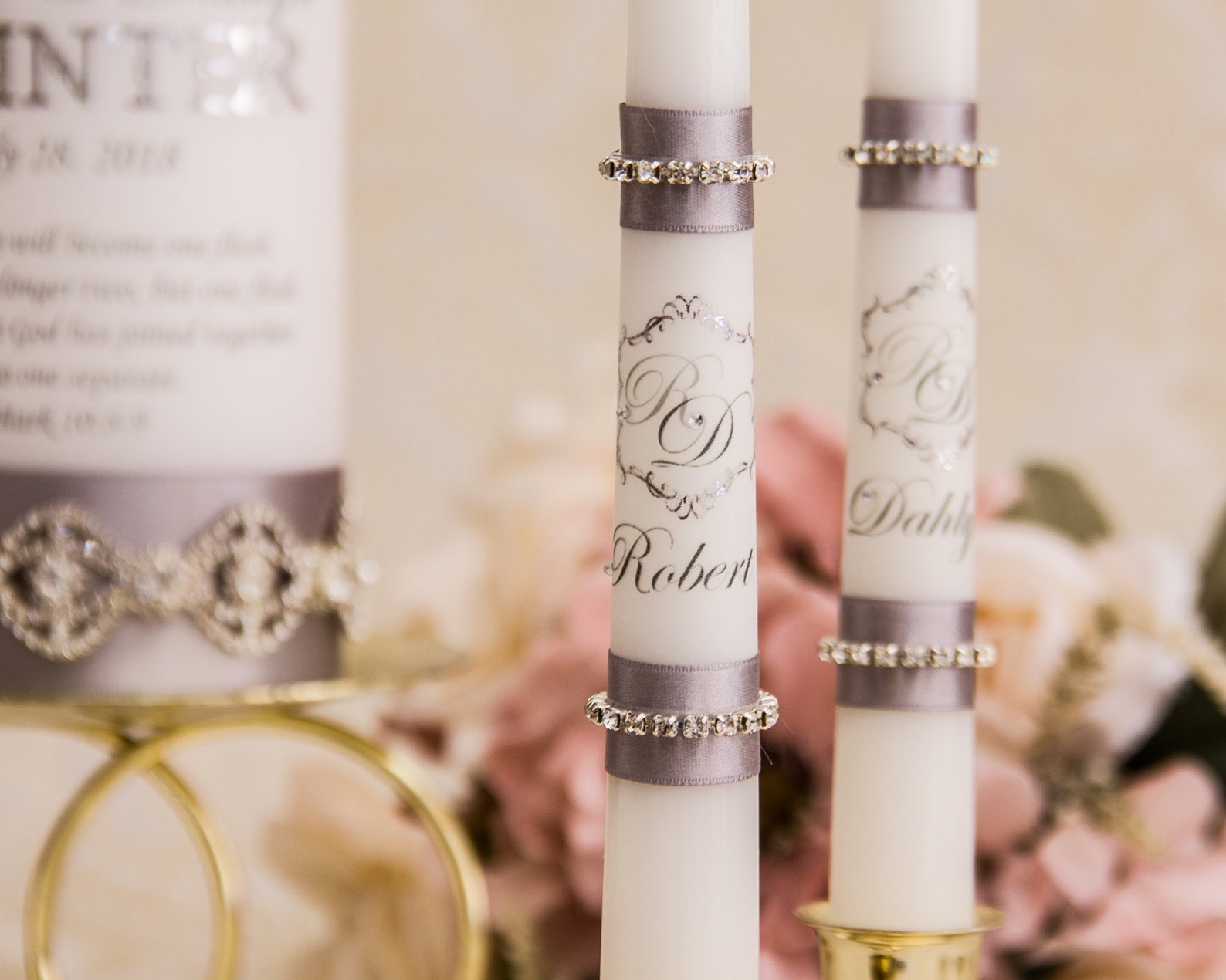 Silver Wedding Unity Candle Set | Etsy