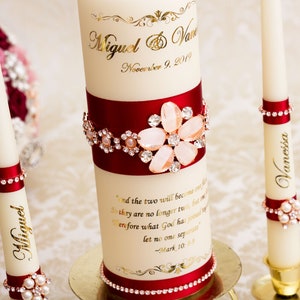 Rose Gold Wedding Unity Candle Set , Personalized Unity Candles for ...