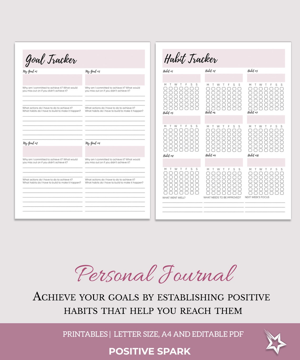 Printable Personal Planner Inserts Goal Planner Weekly | Etsy