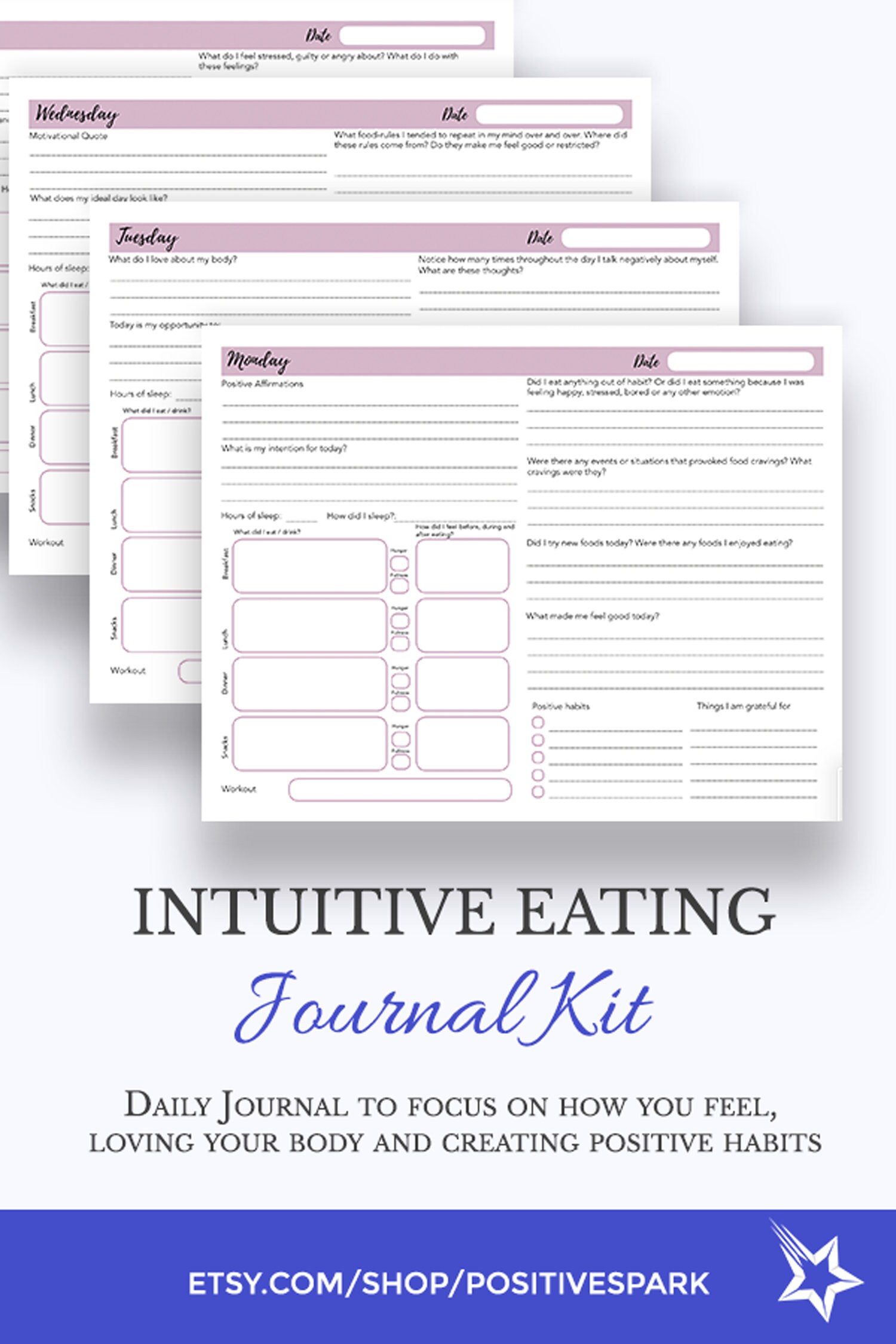 Intuitive Eating Kit Editable and Printable Digital Download, Food ...