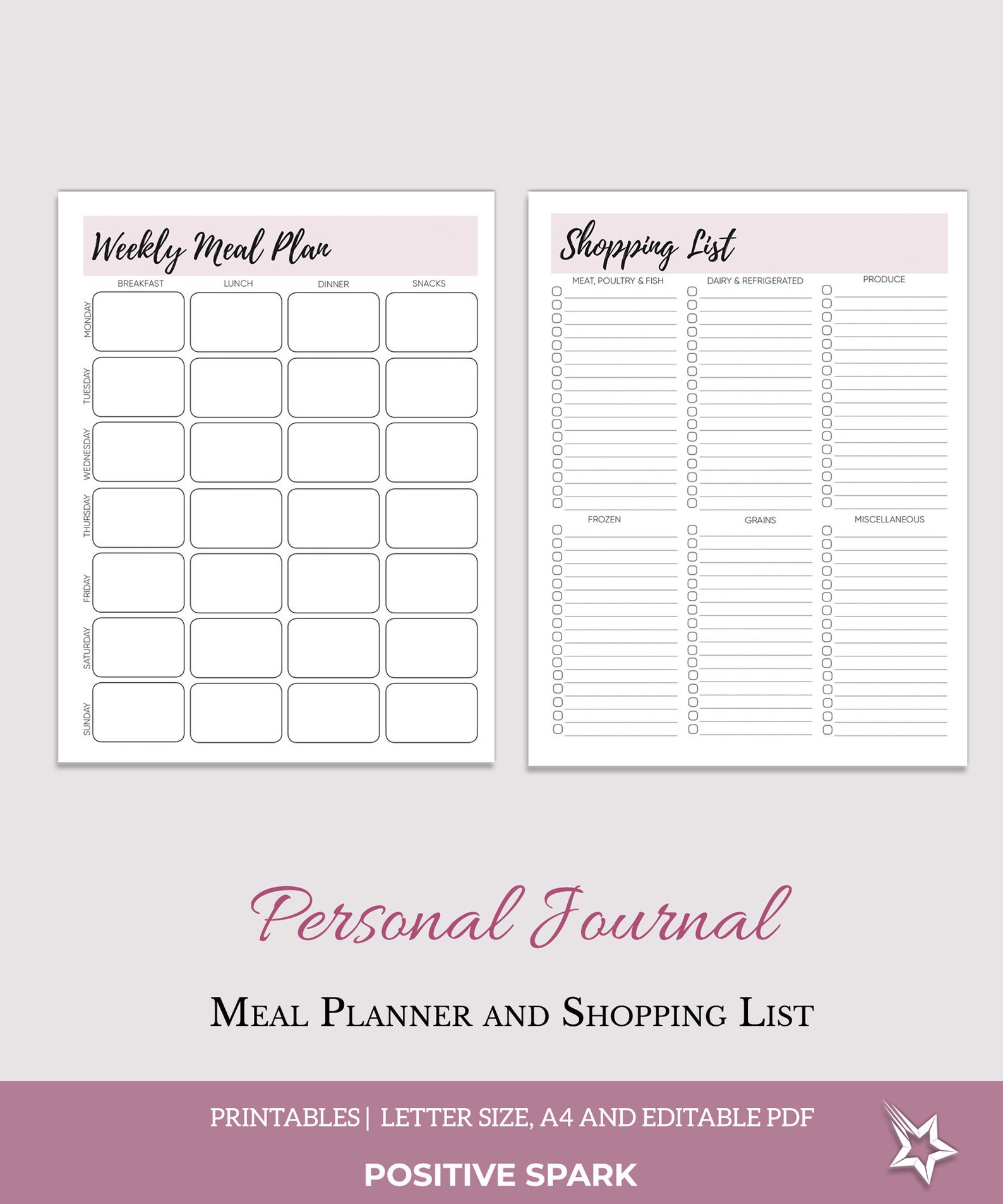 Printable Personal Planner Inserts, Goal Planner, Weekly Planner, Habit ...
