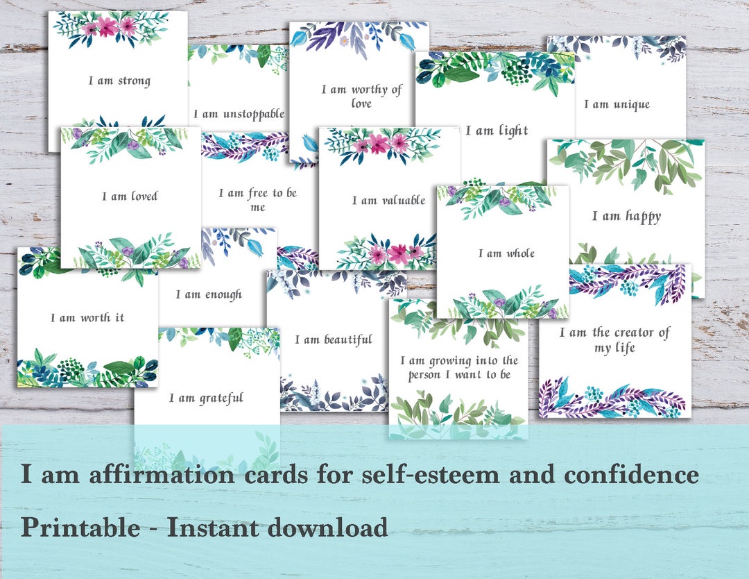 I Am Affirmation Cards - I Am Enough and Self-esteem Affirmation Cards ...