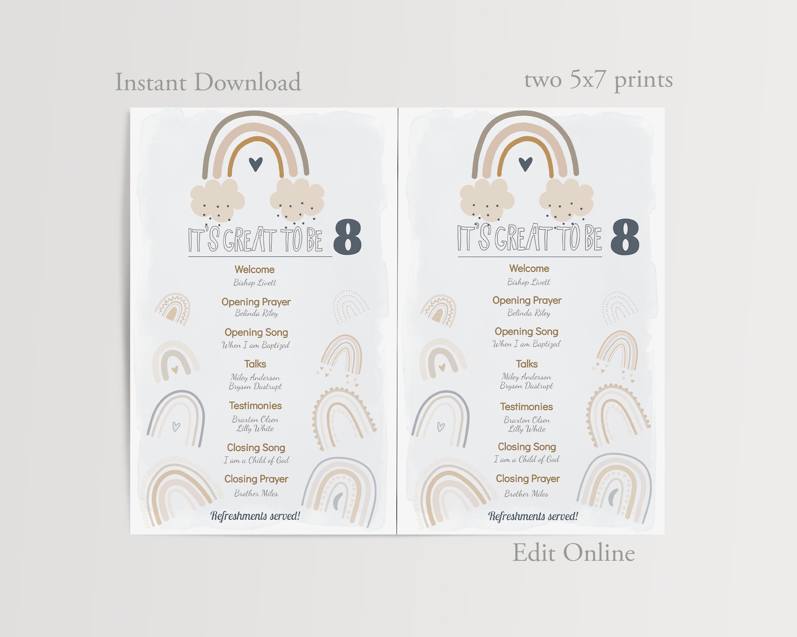 Great to Be Eight Program, 8x10, Printable, Custom, Primary, Lds ...