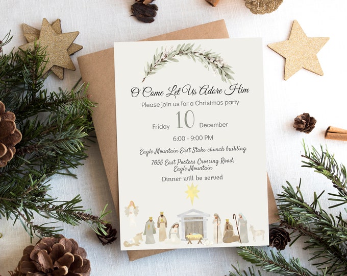 Religious Christmas Party Invitation, Relief Society, Ward, Lds, Stake ...
