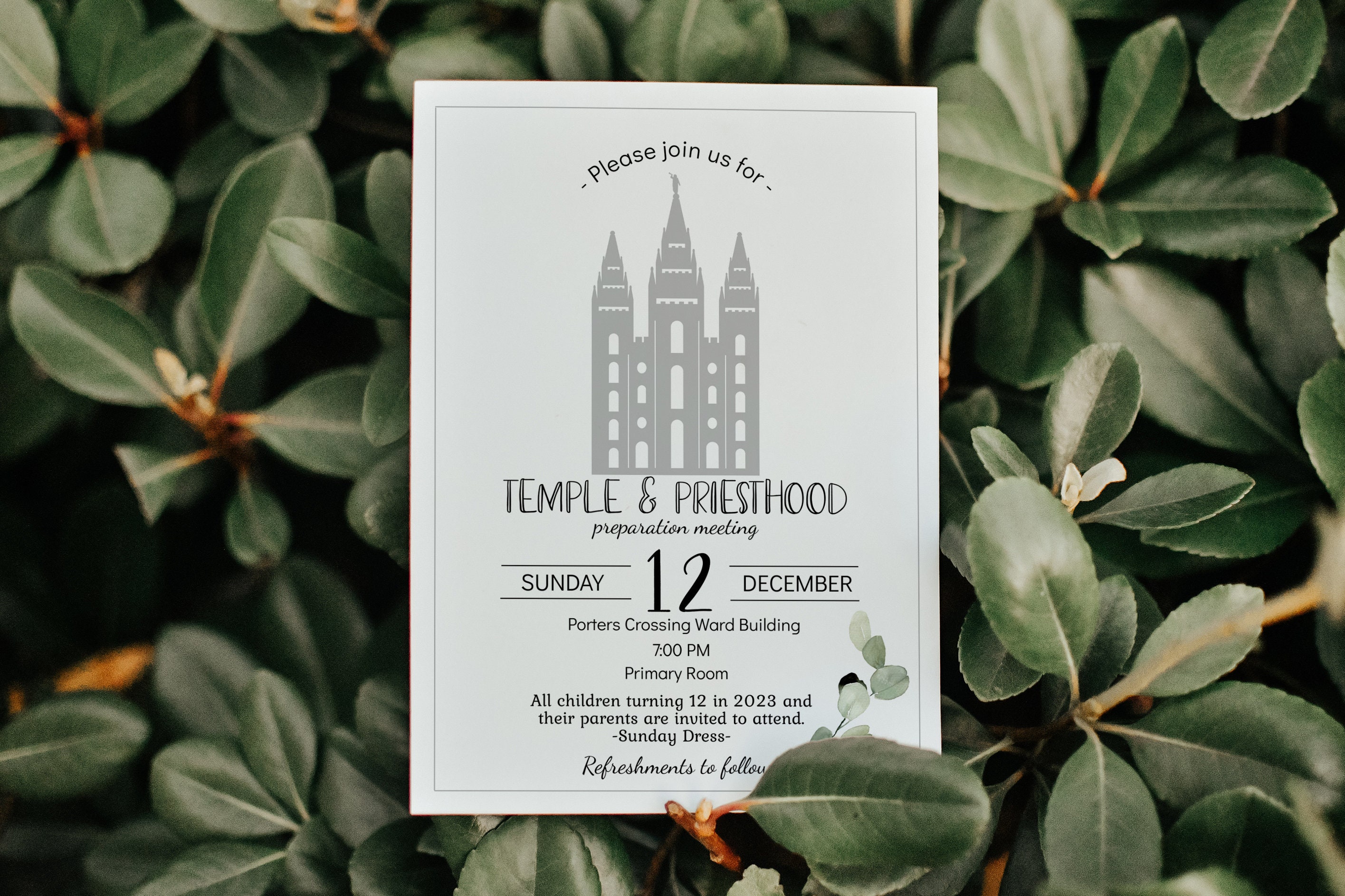 Temple and Priesthood Preparation Meeting Invitation, Editable ...