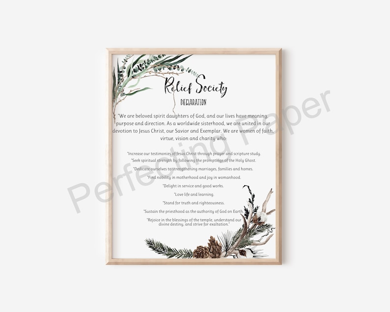 Relief Society Declaration, Motto, Ministering, Theme, Printable ...