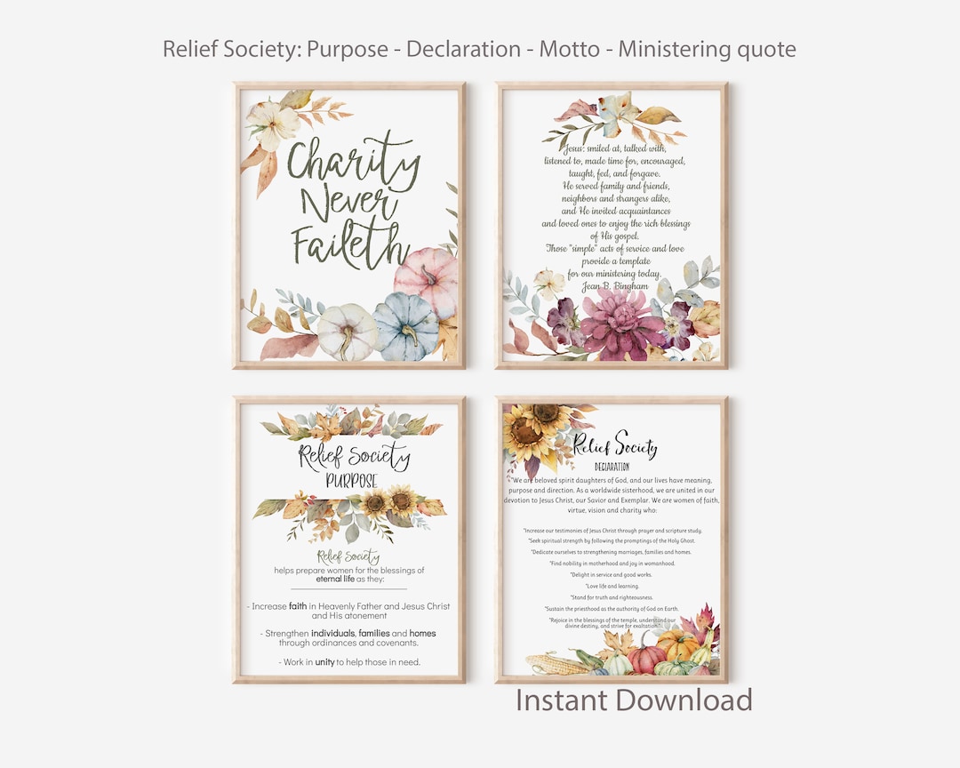 Relief Society Theme, Motto, Declaration, Ministering Quote, Printable ...
