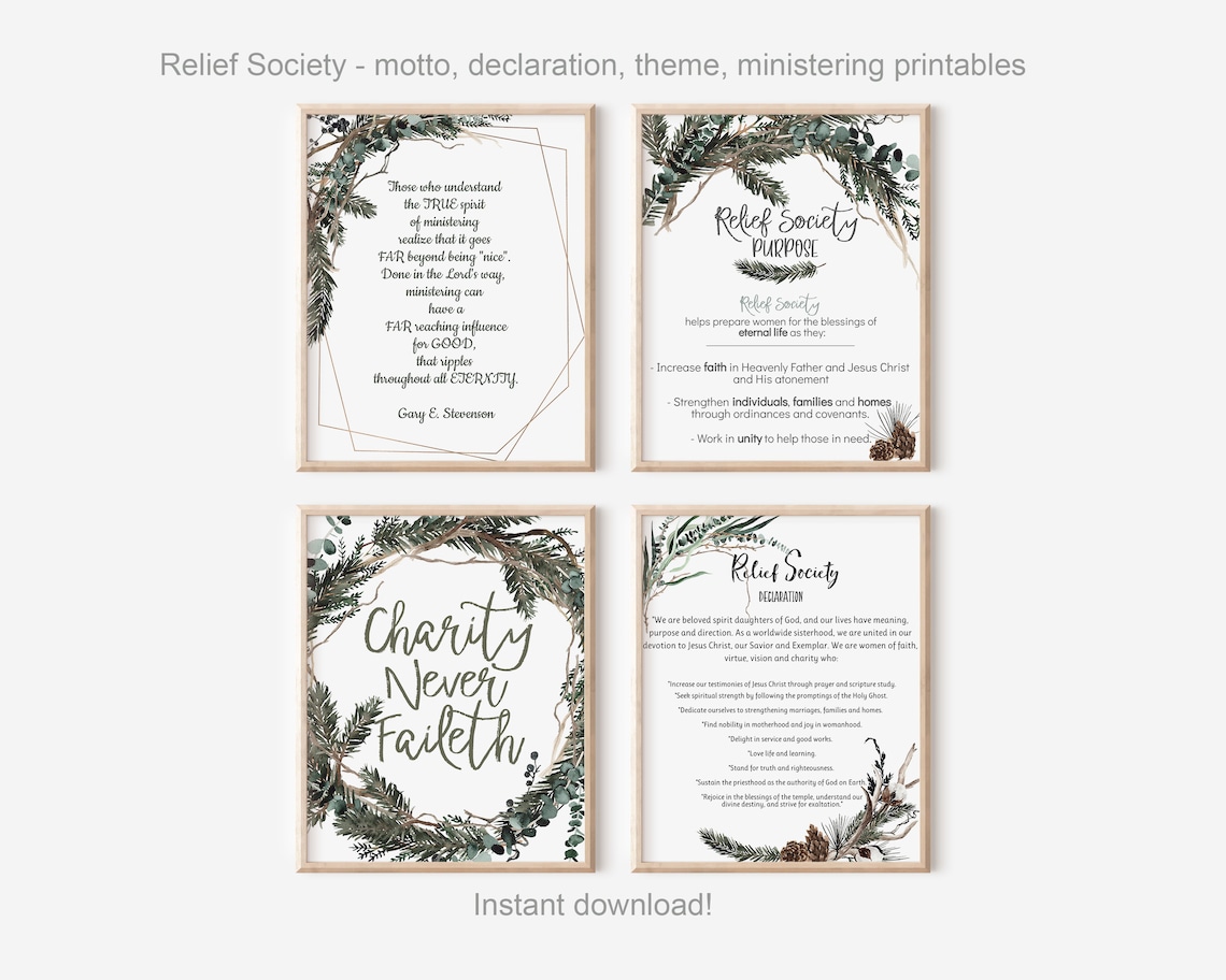 Relief Society Declaration, Motto, Ministering, Theme, Printable ...