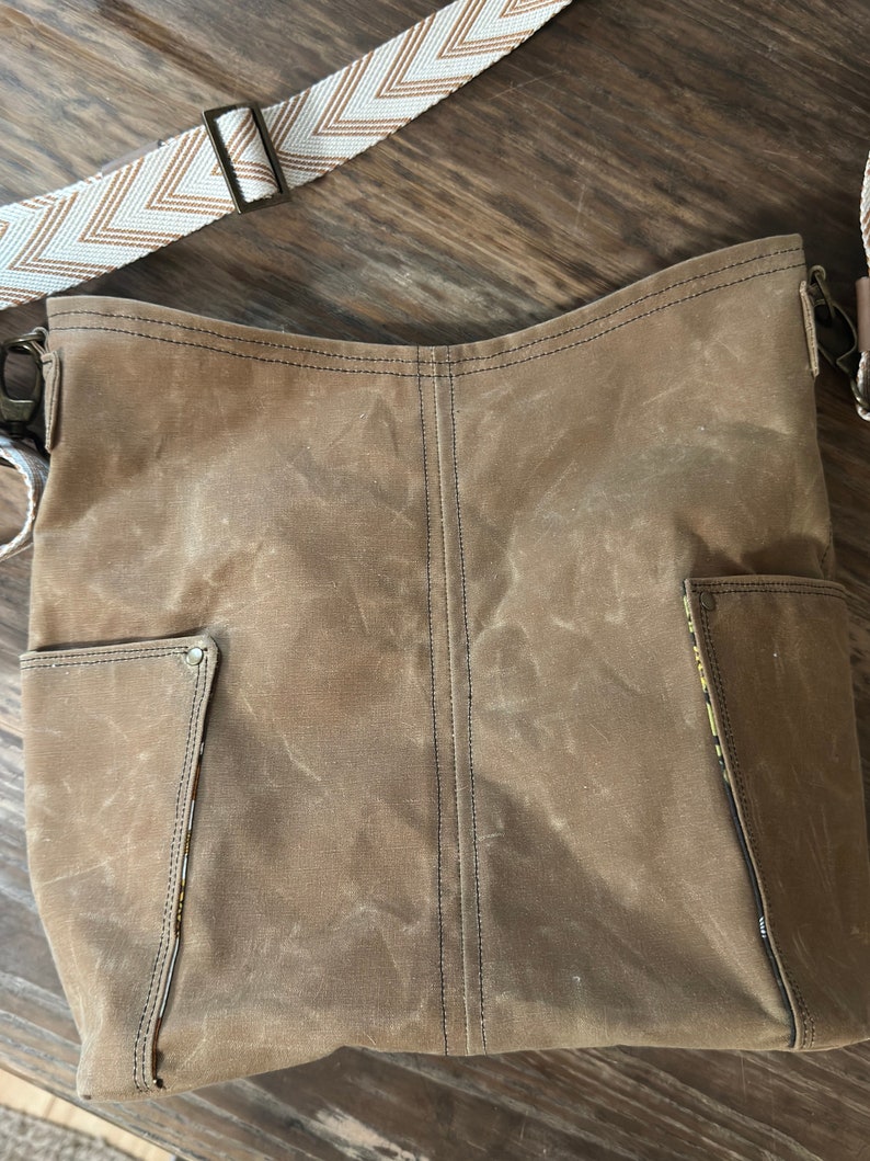 Waxed Canvas Crossbody, Mid-sized Tote, Boho Bag, Rustic Purse ...