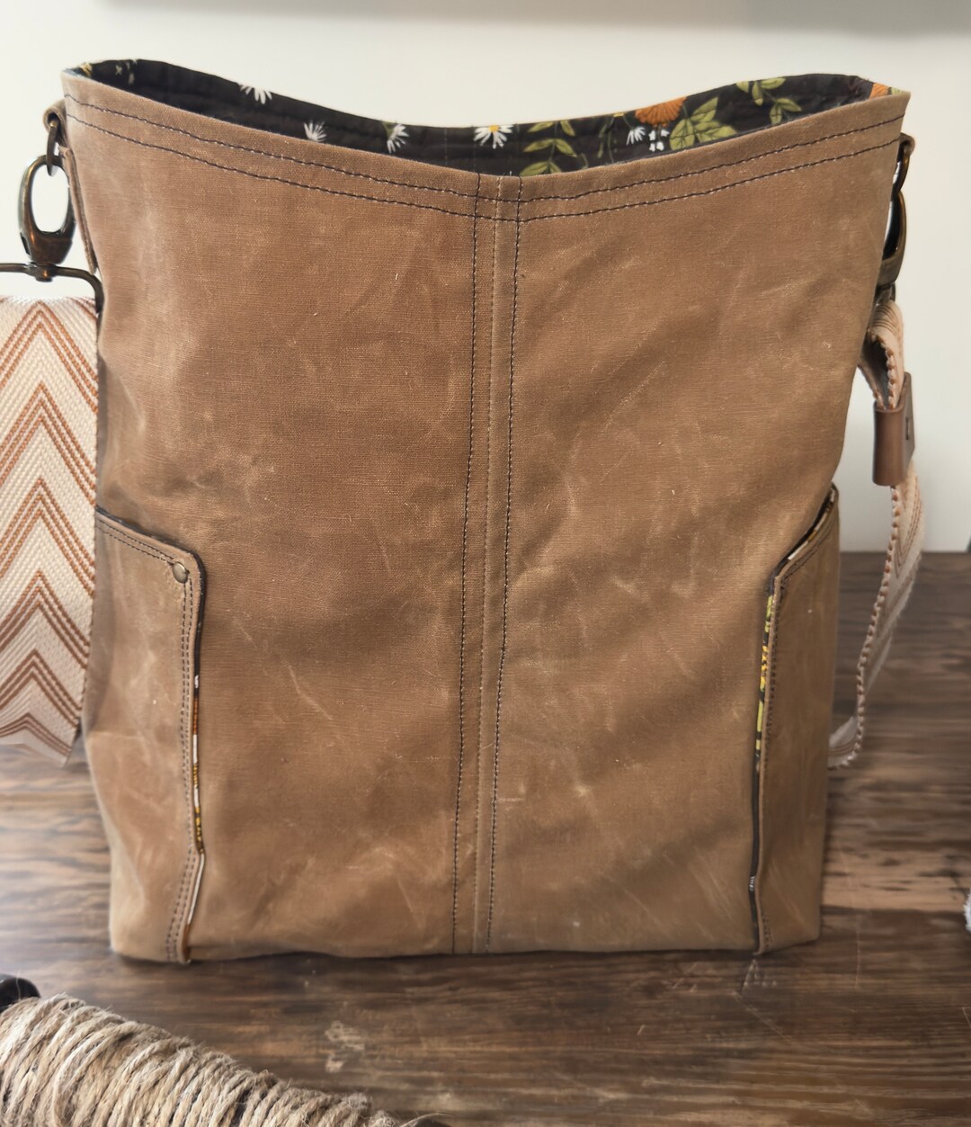 Waxed Canvas Crossbody, Mid-sized Tote, Boho Bag, Rustic Purse ...