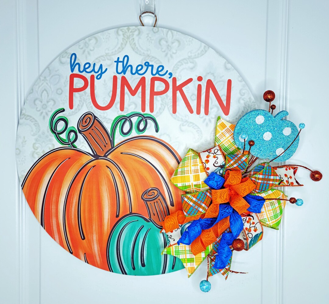 Hey There Pumpkin Door Hanger, Fall Wreath for Front Door, Pumpkin Door ...