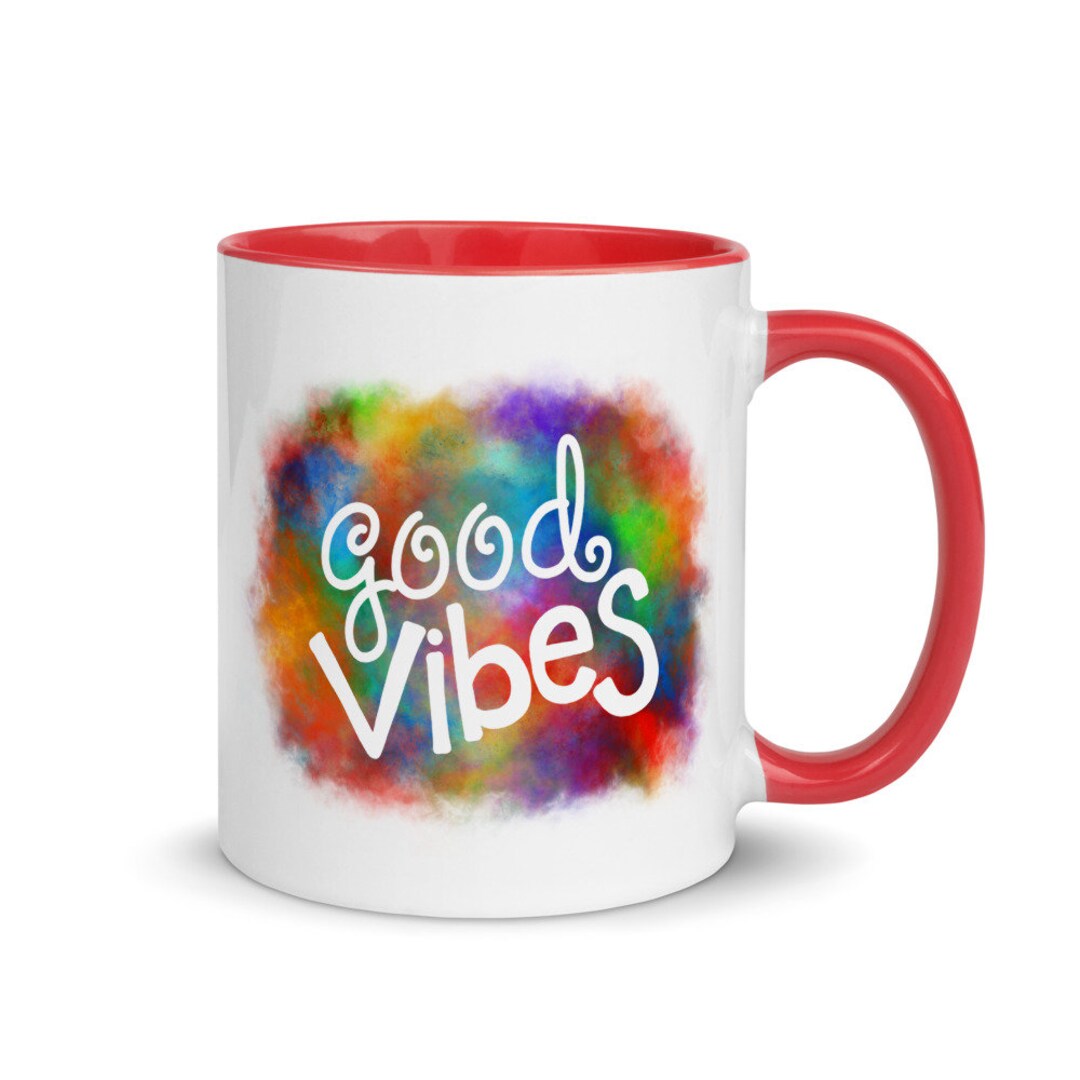 Colorful Good Vibes Mug, Beach Coffee Mug, Vacation Coffee Cup, Hostess ...