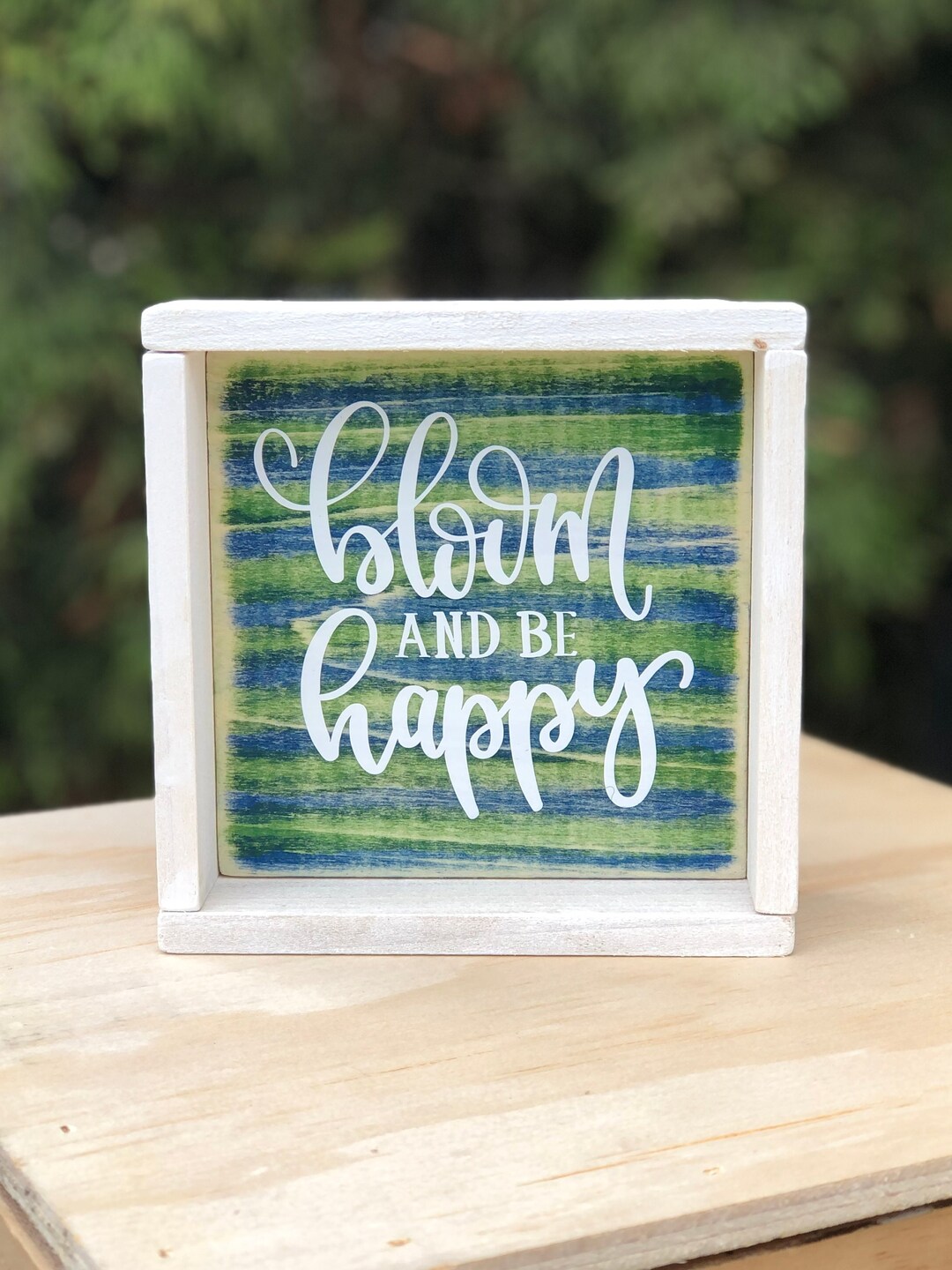 Spring Wood Sign Bloom and Be Happy Sign Small Wood Sign Tier Tray ...