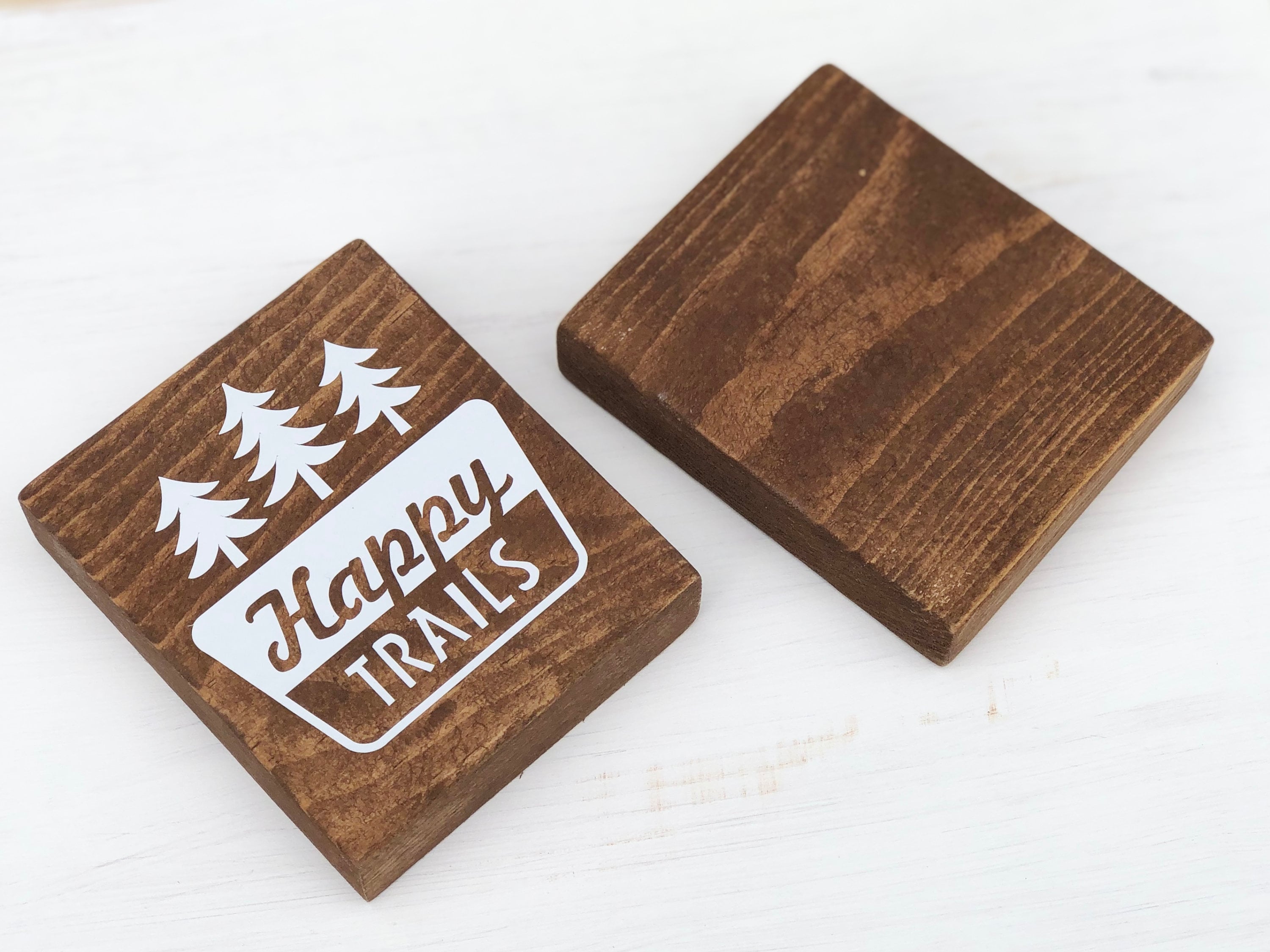 Mini Wood Sign Happy Trails Sign Nature Sign Block Sign Tier Tray Sign ...