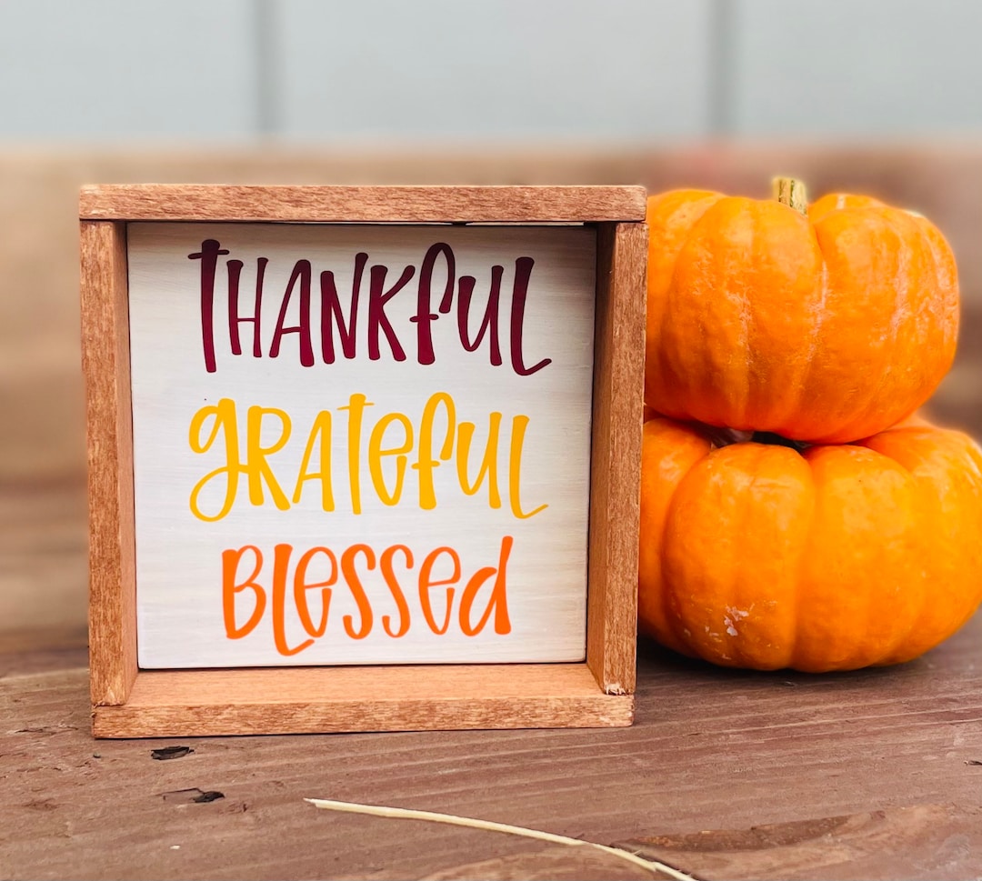 Rustic Sign: Thankful Grateful Blessed, Framed Fall Decor - Etsy