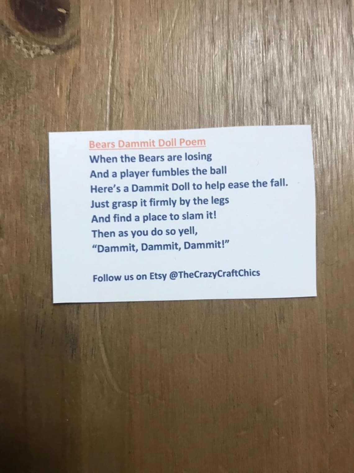 Dammit Doll of Chicago Bears - Etsy