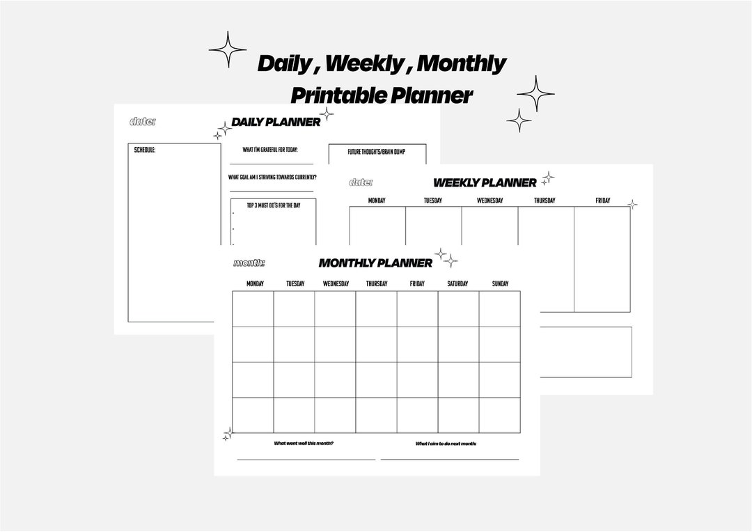 Printable Minimalist Modern Daily Planner, Weekly Planner, Monthly ...