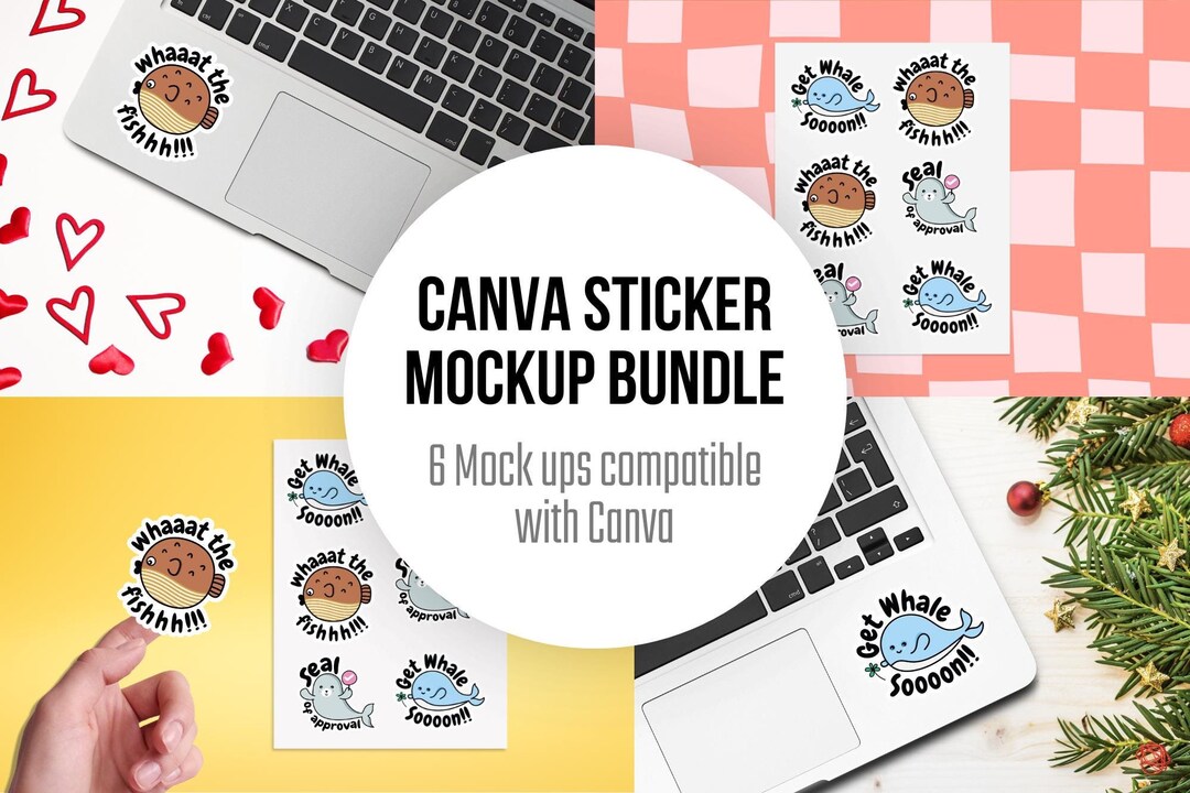 Sticker Mockup, Canva Sticker Mock Up, Sticker Mockups, Laptop Mockup ...
