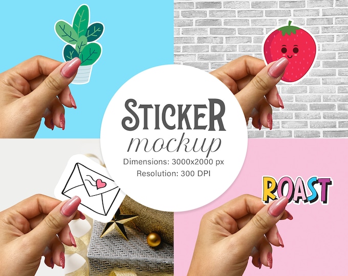 Sticker Mockup, Sticker Mockup Psd, Sticker Mockup Christmas, Sticker ...