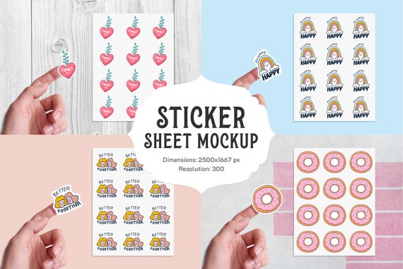 Sticker Sheet Mockup Sticker Mockup Sticker Mockup Psd | Etsy