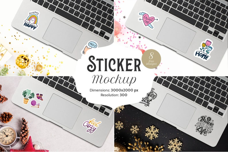 Sticker Mockup, Canva Sticker Mock Up, Sticker Mockups, Laptop Mockup ...
