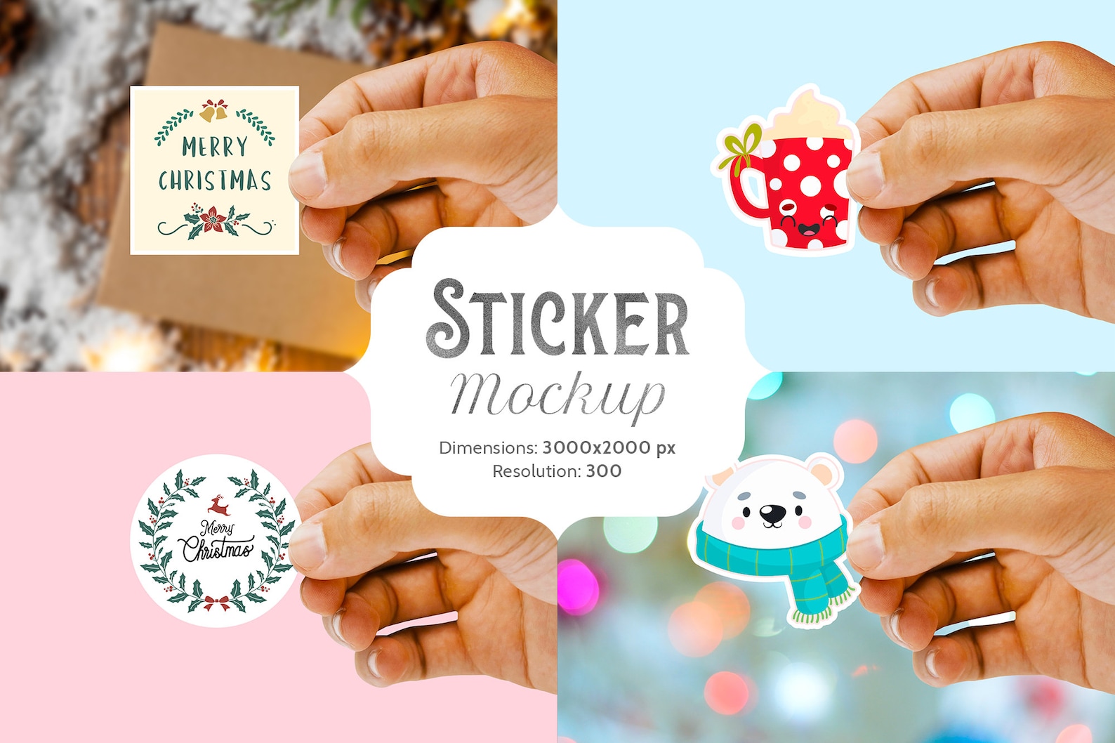 Sticker Mockup Sticker Mockup Psd Sticker Mockup Christmas | Etsy