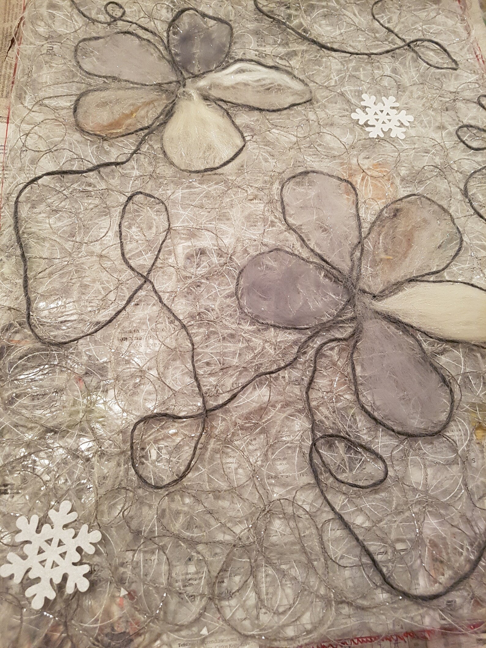 Crazy Wool Scarf "snow Blossoms" - Etsy