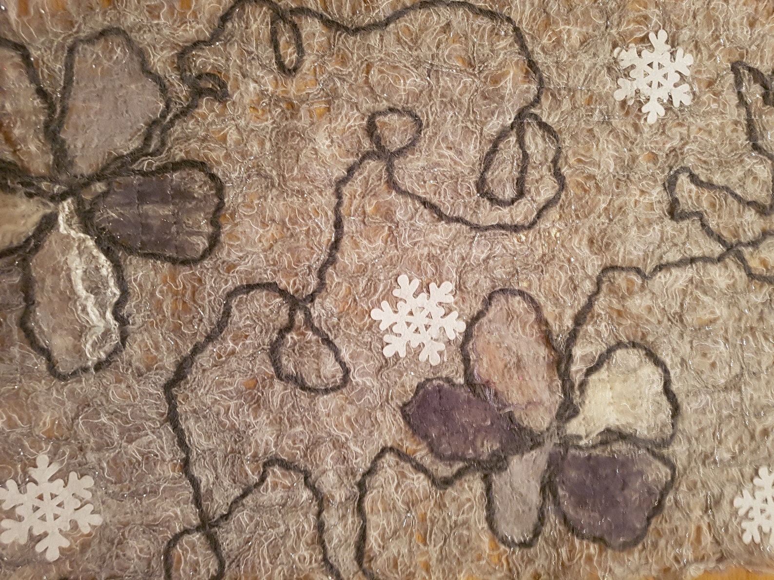 Crazy Wool Scarf "snow Blossoms" - Etsy