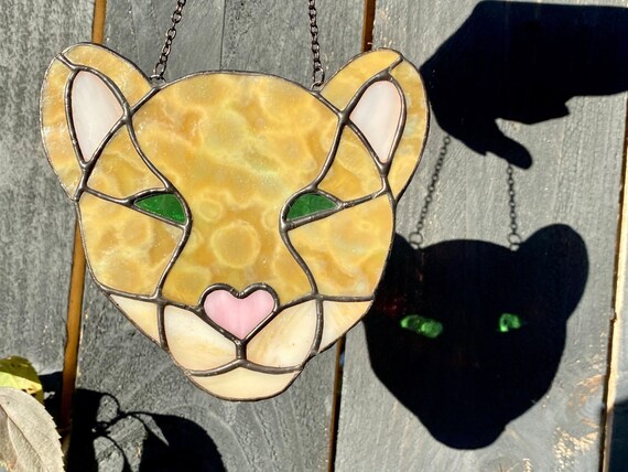 Stained Glass Leopard Face Suncatcher or Wall Decoration / | Etsy