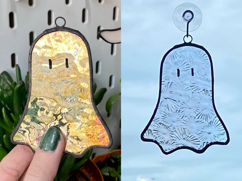 Stained Glass Ghost Suncatcher / Halloween Decorations Hand - Etsy