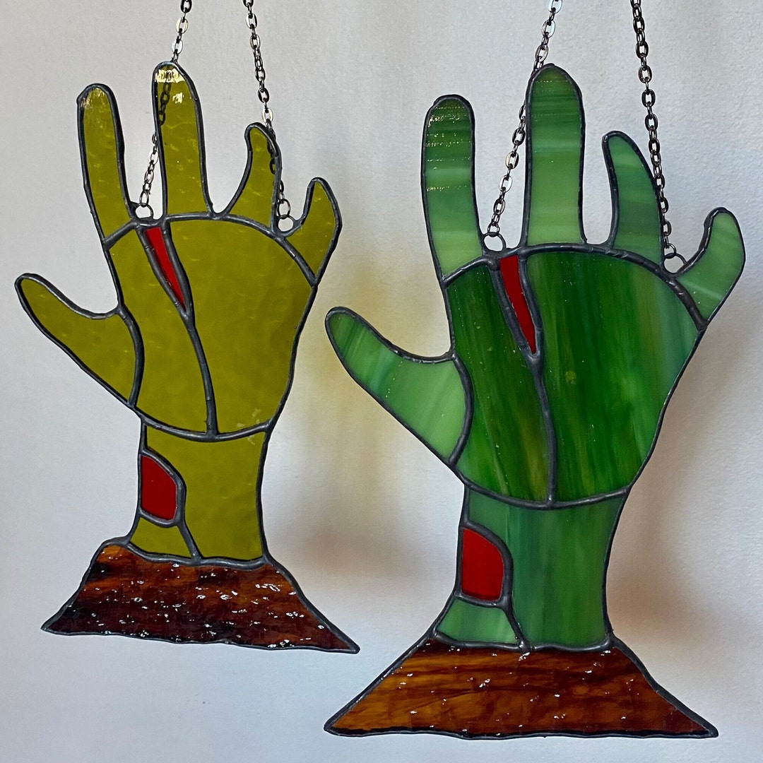 Stained Glass Zombie Decoration / Gothic Suncatcher Zombie Lover Gift ...