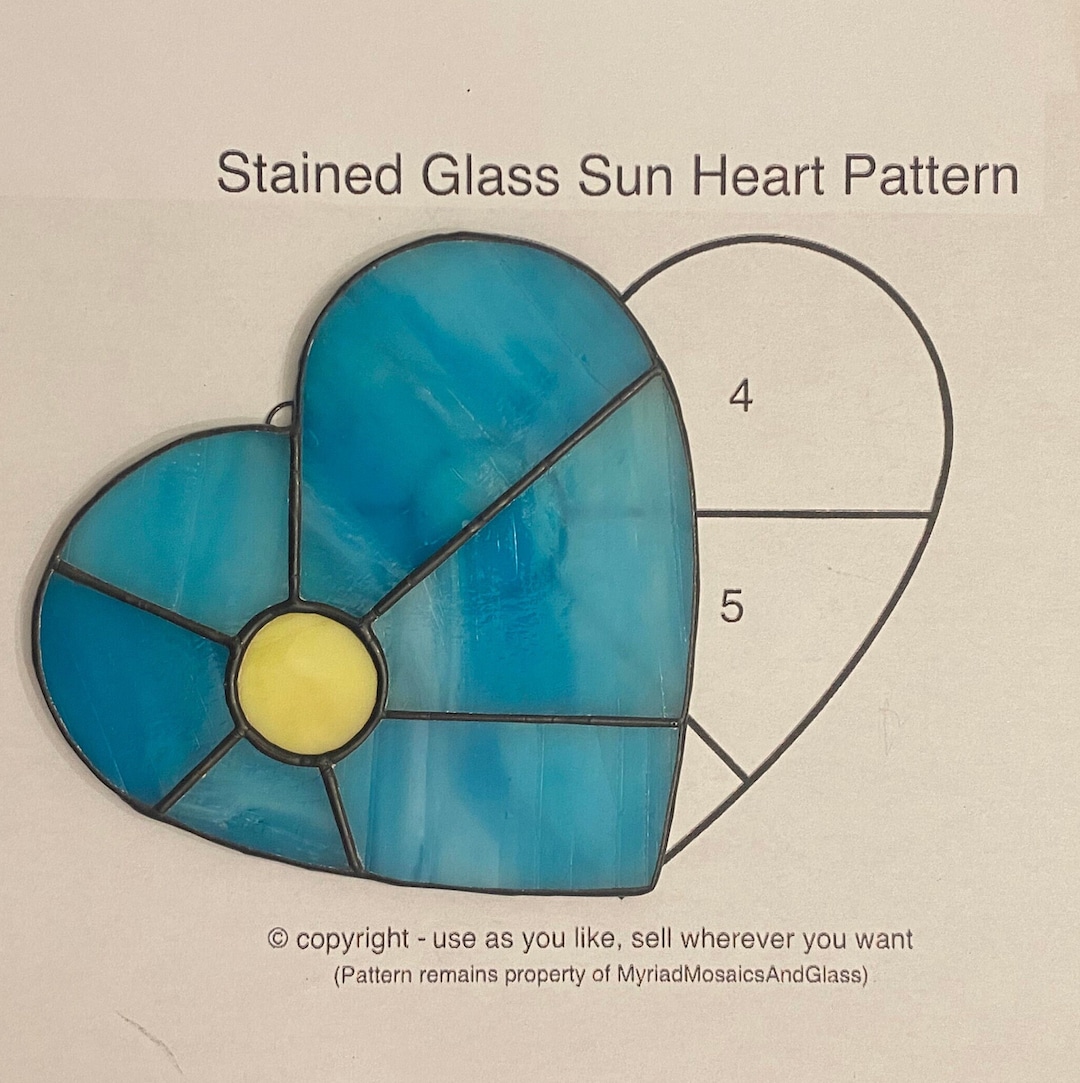 PATTERN - Heart Sun, Easy Stained Glass Pattern for Beginners, DIGITAL ...