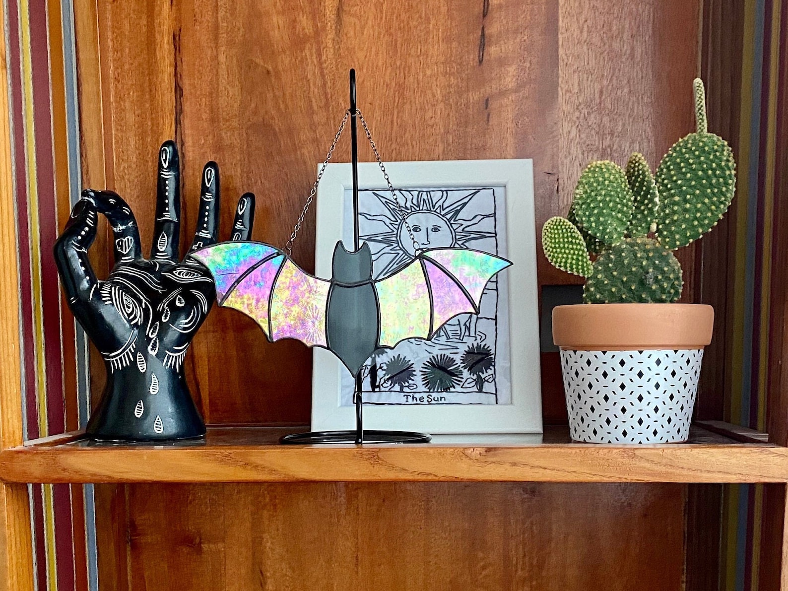 Stained Glass Bat Suncatcher / Rainbow Bat Stained Glass Window ...