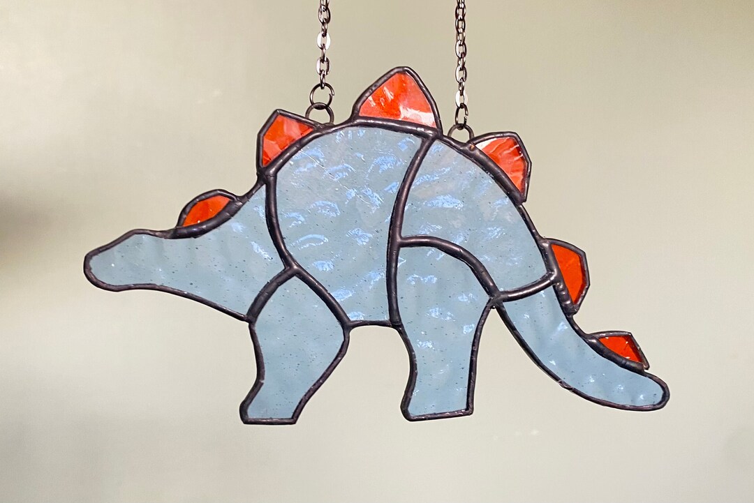 Stained Glass Dinosaur Suncatcher / Kids Room Dinosaur Wall - Etsy
