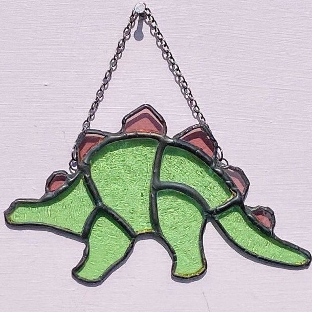 Stained Glass Dinosaur Suncatcher / Dinosaur Wall Decoration Dinosaur ...