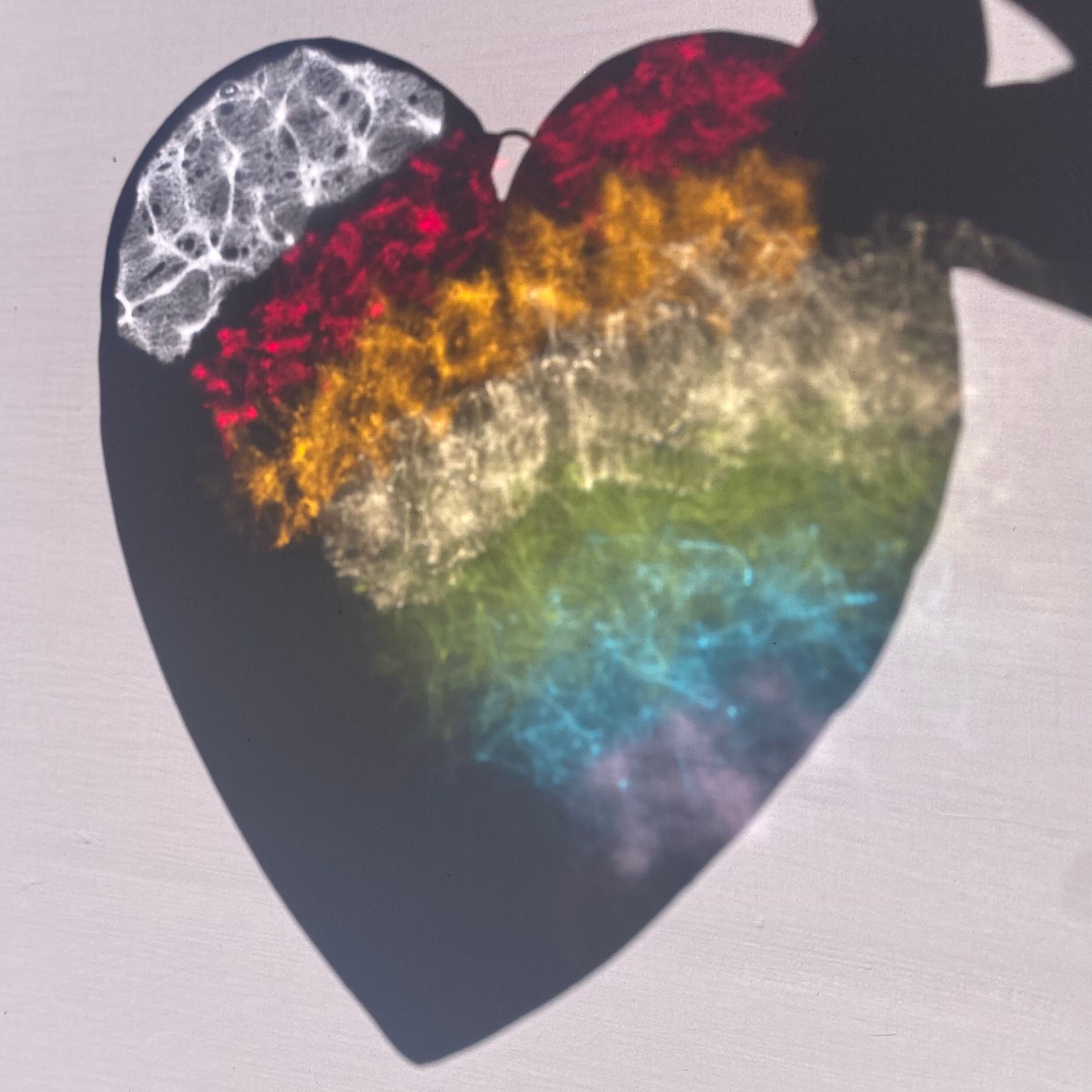 Stained Glass Rainbow Heart /handmade Rainbow Suncatcher Windowsill ...