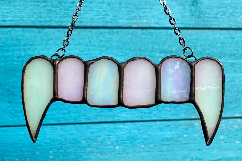Stained Glass Vampire Teeth Suncatcher / Gothic Decor - Etsy